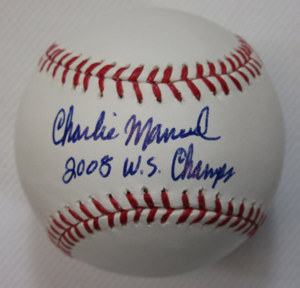 Charlie Manuel Philadelphia Phillies Autographed "08 WS Champs" Baseba ...